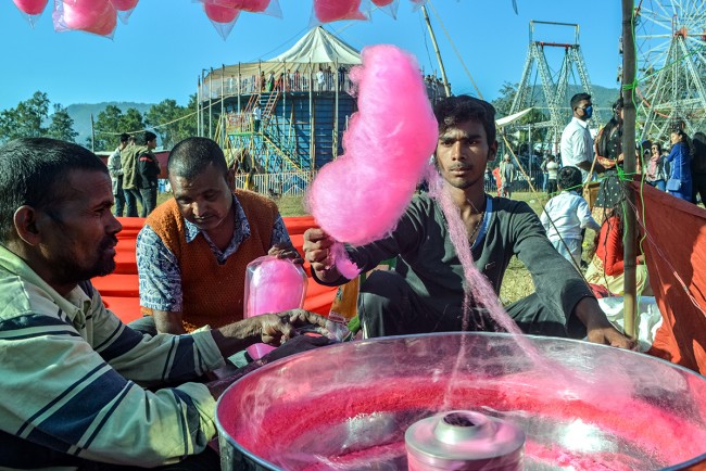 Making Cotton Candy at Nepalese Fair