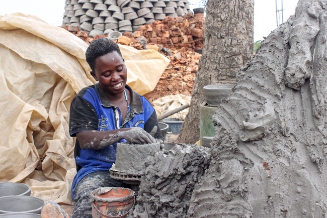 Ugandan Woman Molds Clay for Stove Liners